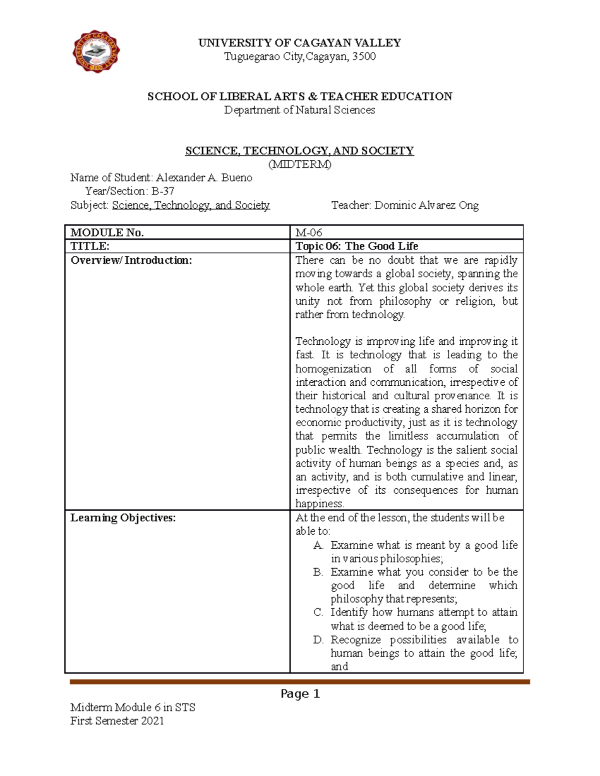 STS Midterms Module 6 - Lecture notes 1. Ancient Civilizations ...