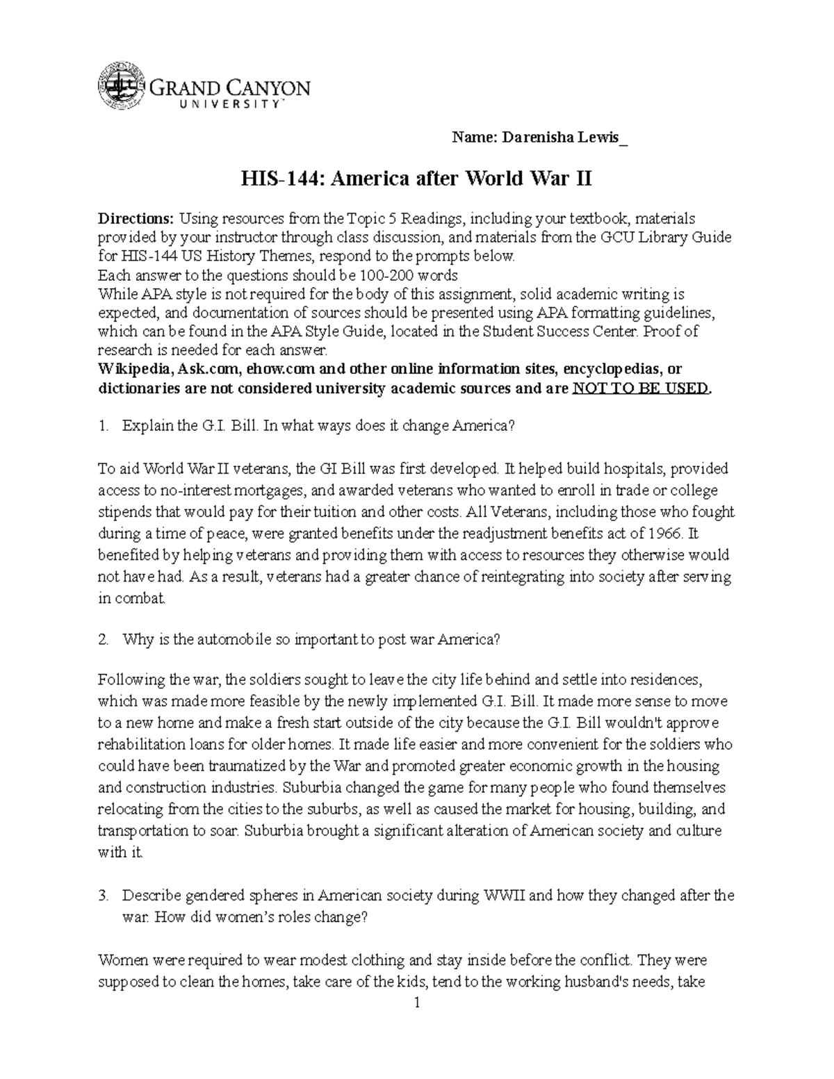 HIS-144-RS-America after WWII Worksheet - Name: Darenisha Lewis_ HIS ...