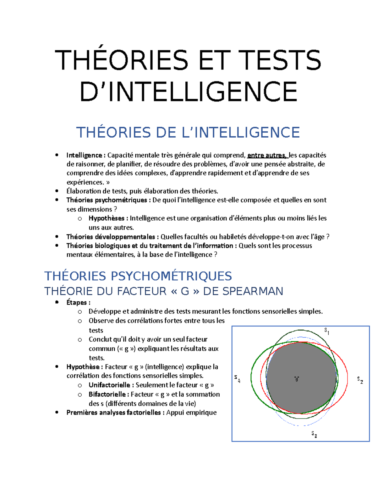 Cours 5 ( Théories ET Tests D’ Intelligence) - THÉORIES ET TESTS D ...