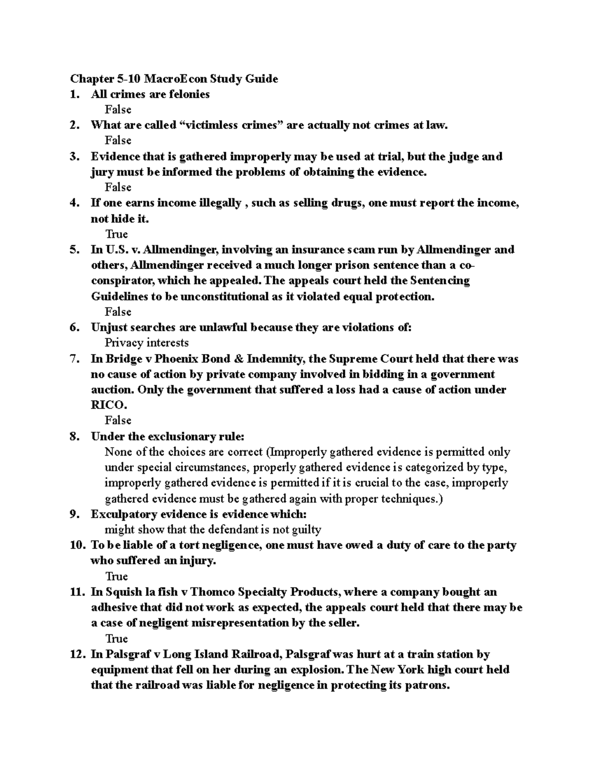 FINA2244 Study Chpt 5-10 - Chapter 5-10 MacroEcon Study Guide All ...