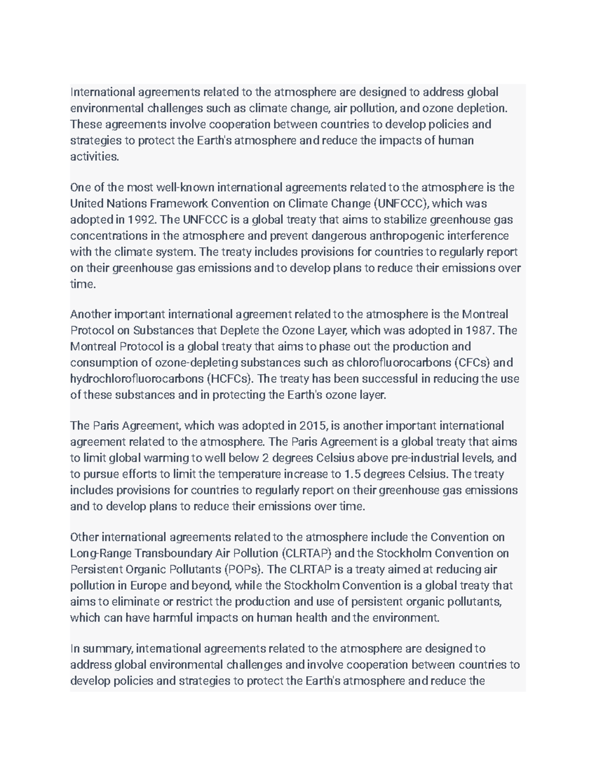 International agreements on the atmosphere - International agreements ...