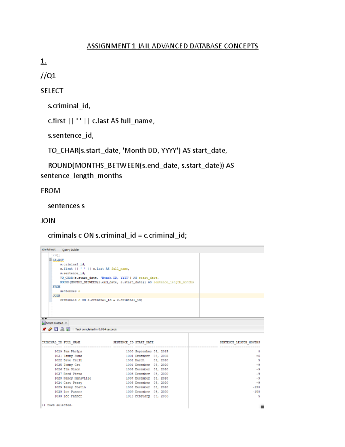Assignment 1 JAIL Advanced Database Concepts - ASSIGNMENT 1 JAIL ... Assignment 1 JAIL Advanced Database Concepts - ASSIGNMENT 1 JAIL ...