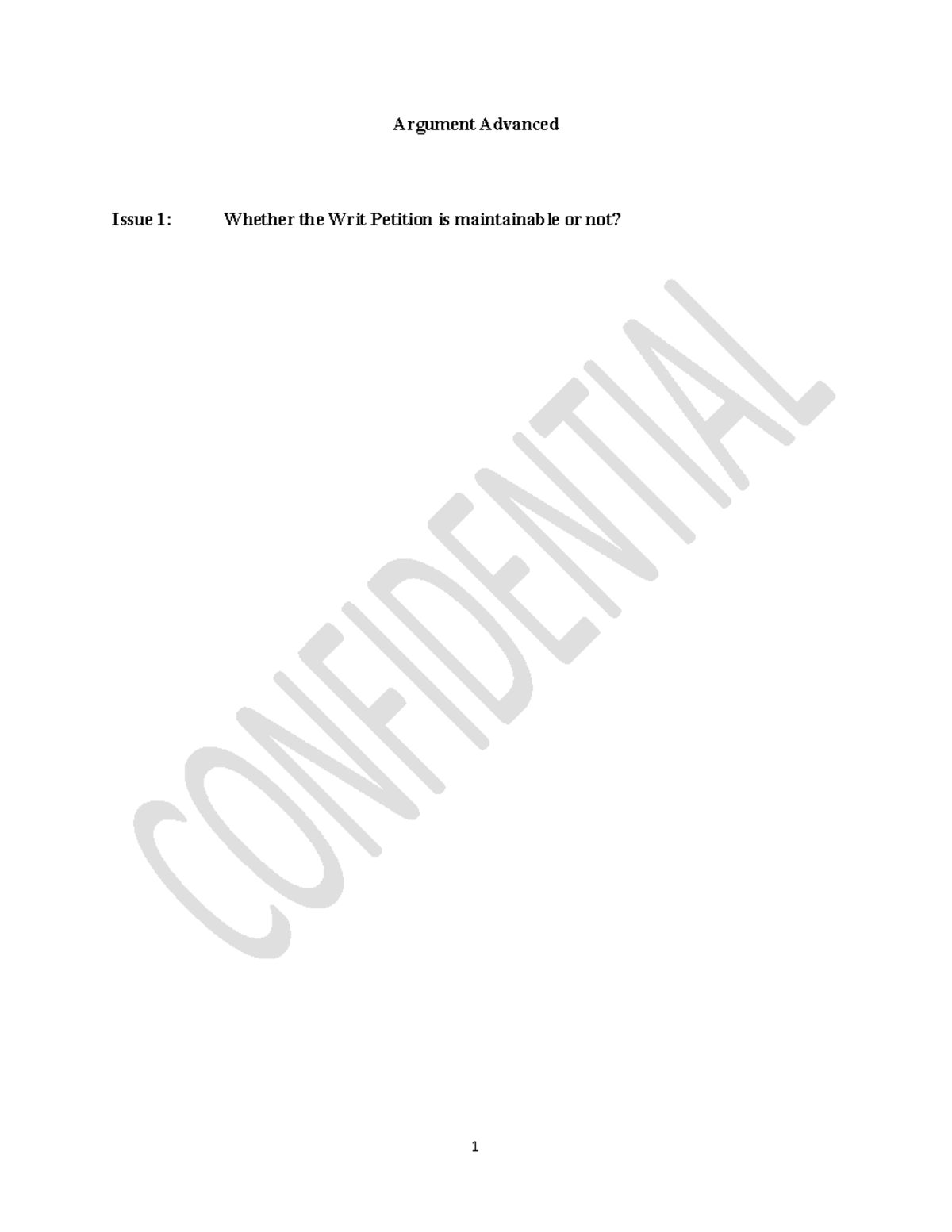 9 Argument Advanced - Proof - Argument Advanced Issue 1: Whether the ...