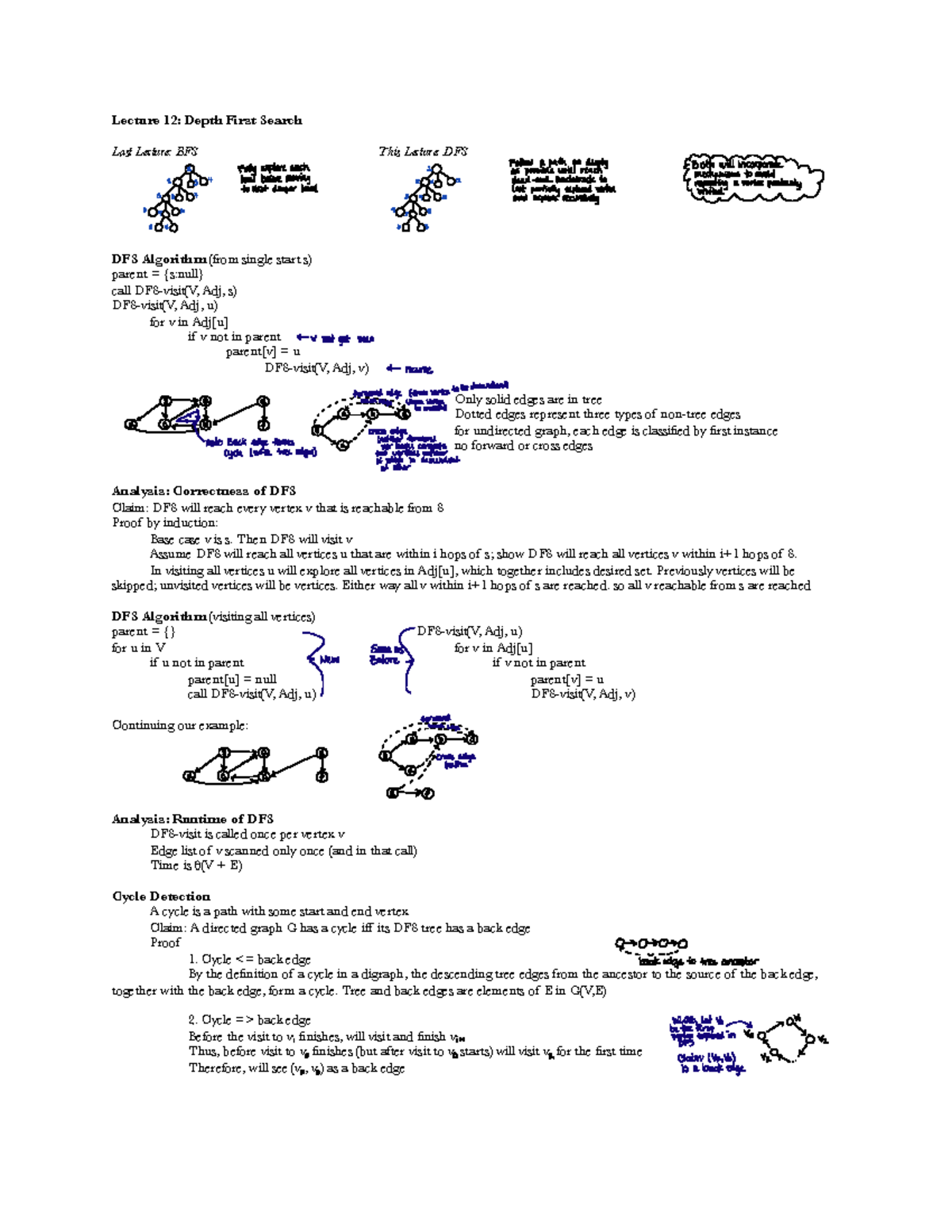Lecture 12 Depth First Search Mar 17 2016 Lecture 12 Depth First Search Last Lecture Bfs