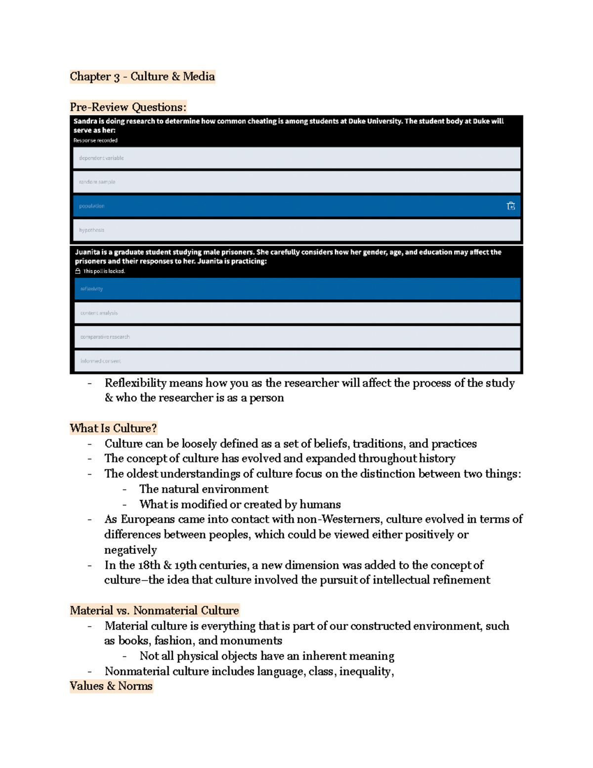 Chapter 3 - Notes - Chapter 3 - Culture & Media Pre-Review Questions ...