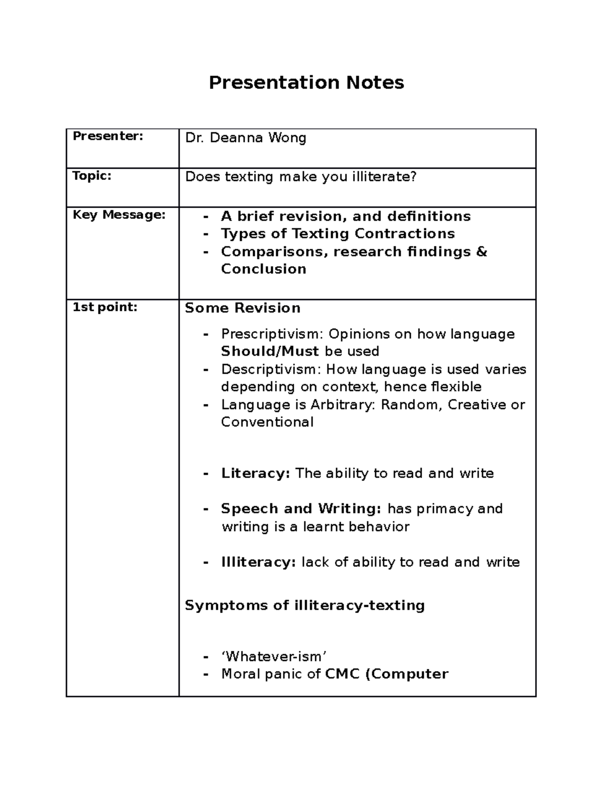 LING121 Lecture 6 - Presentation Notes Presenter: Dr. Deanna Wong Topic ...