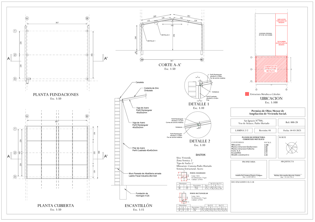 Plano Estructura SAN Ignacio 700 - TECHUMBRE ESTRUCTURA DE MADERA VIVIENDA ORIGINAL RF N°45 / 03 ...