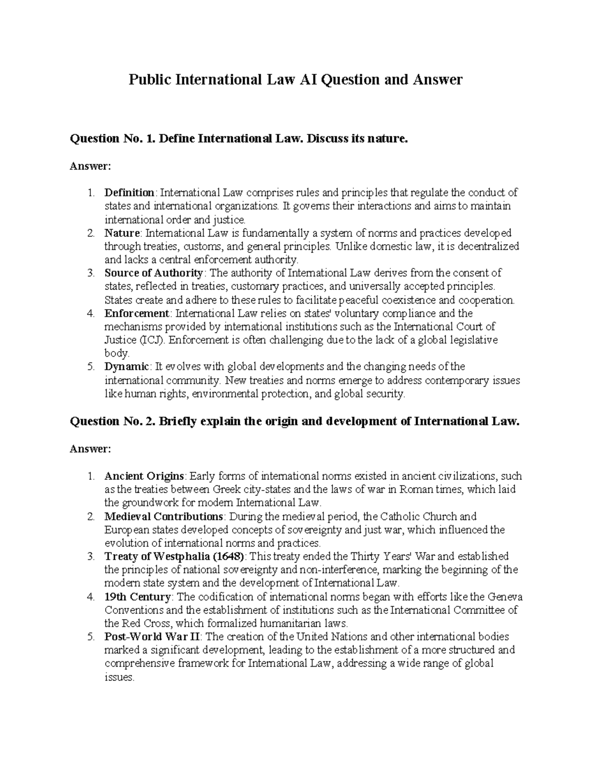 4.1 Public International Law Previous Year Question with short Answer ...