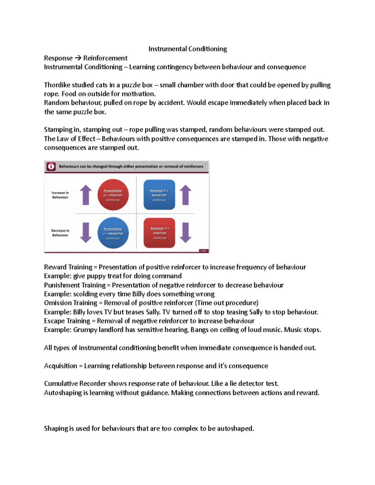 Instrumental Conditioning - Instrumental Conditioning Response ...