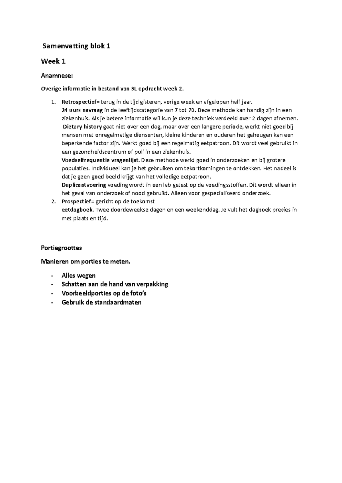 Samenvatting blok 1 - Samenwerkend leren - Samenvatting blok 1 Week 1 Anamnese: Overige ...