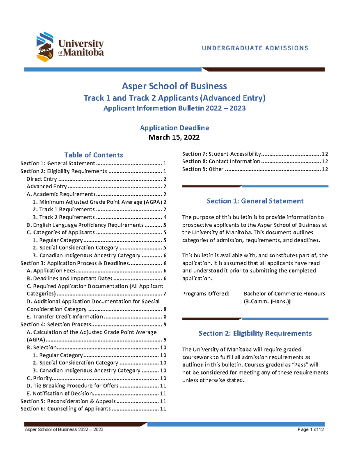 Business-track-bulletin - Asper School of Business Track 1 and Track 2 ...