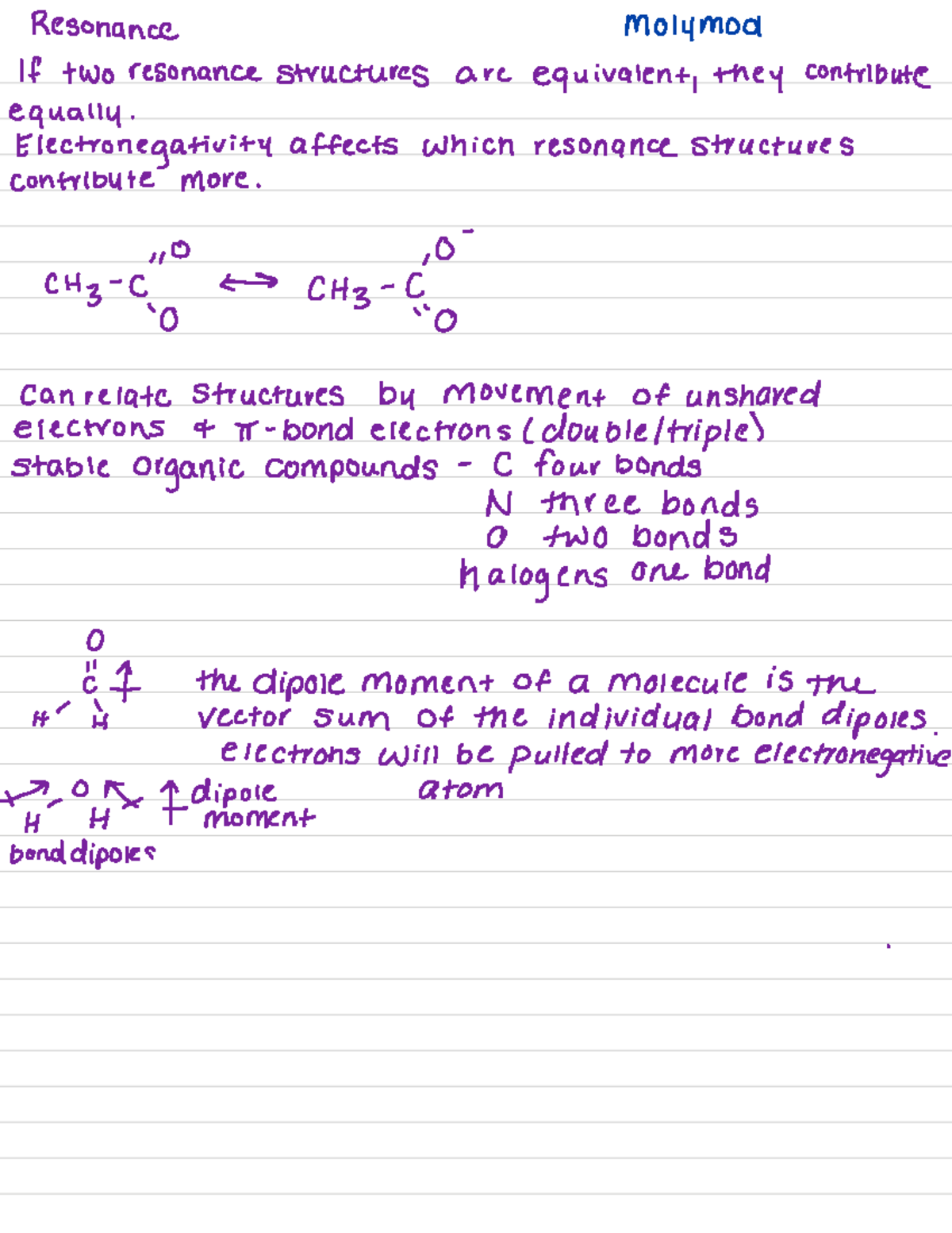 Resonance Summary - CHE 321 - Studocu