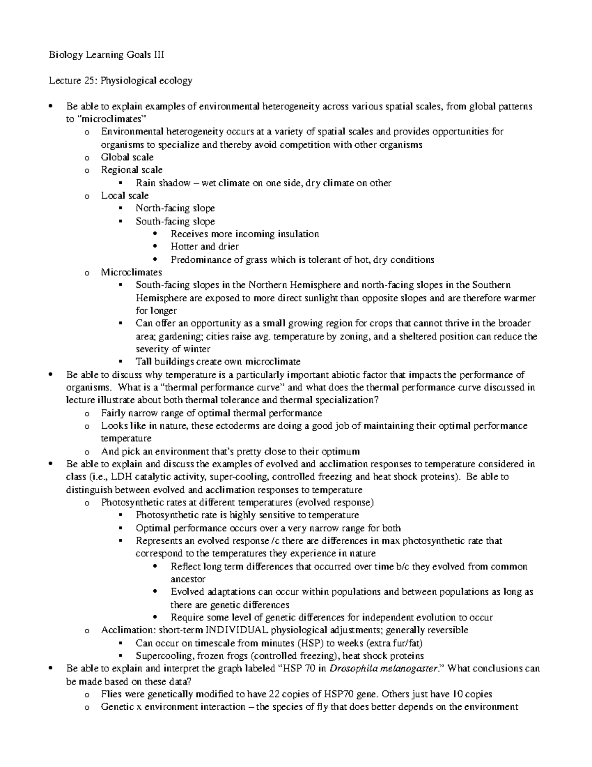 Biology Learning Goals III Notes - Biology Learning Goals III Lecture ...