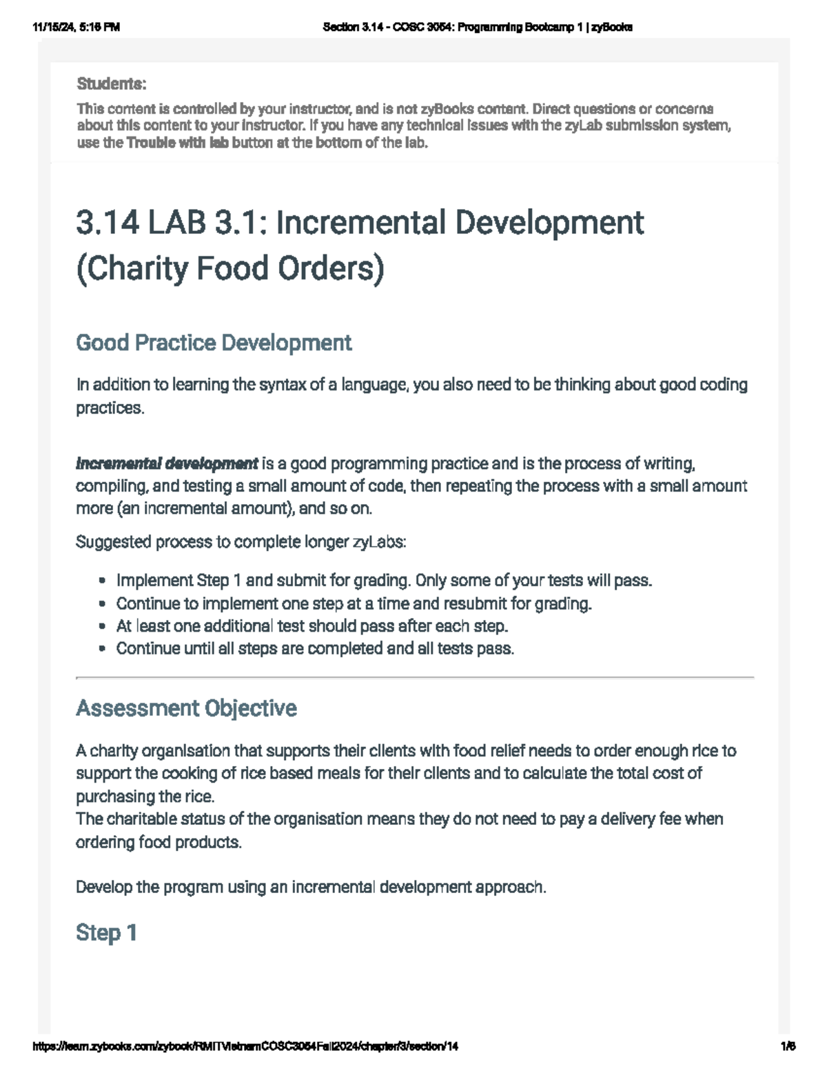 Lab - This is document - 5:16 PM Section 3 COSC 3054: Programming ...