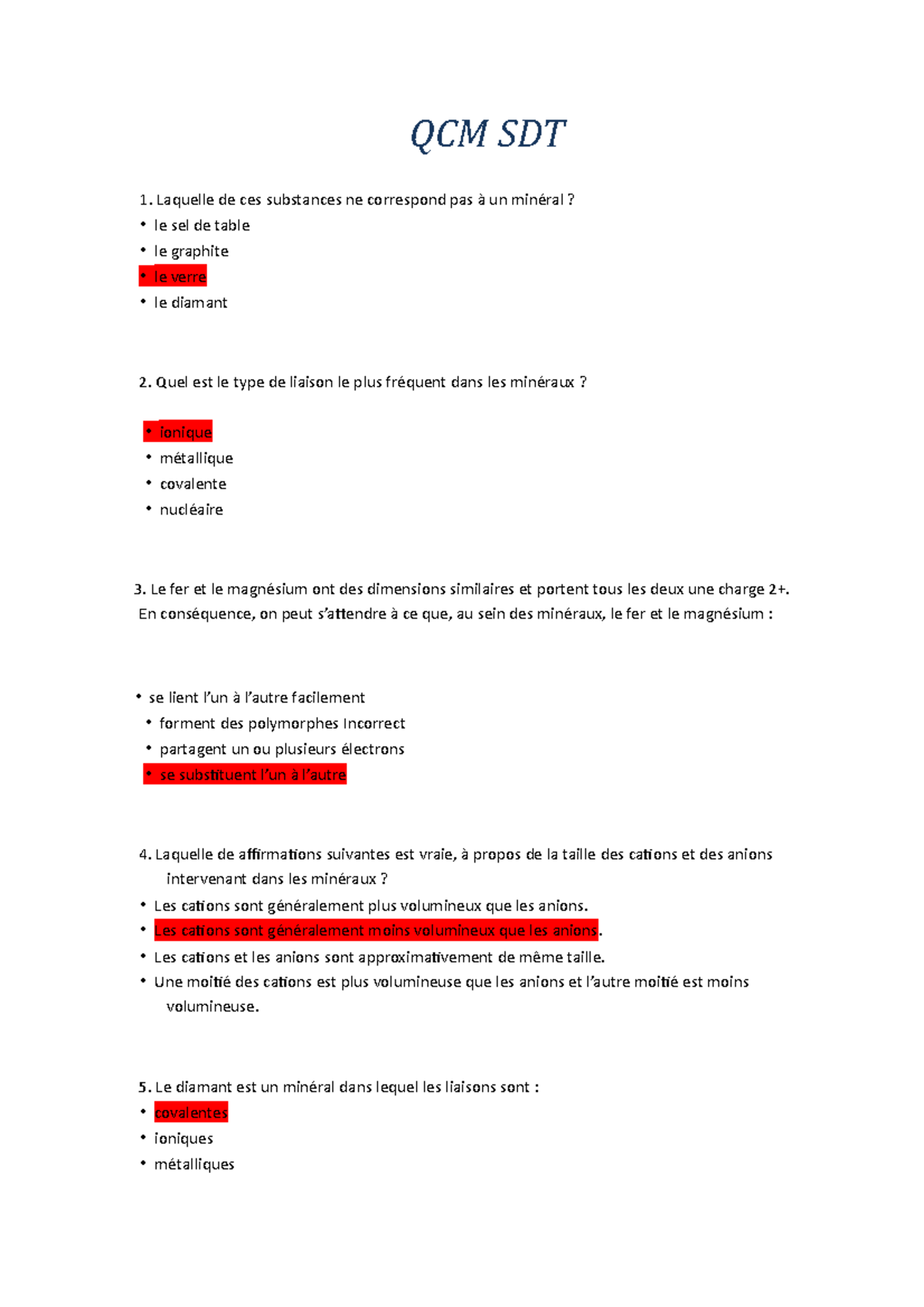 QCM SDT - coucou test - QCM SDT Laquelle de ces substances ne ...