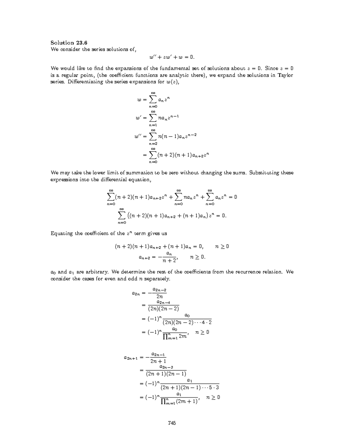 Ref MATH Adv Math Methods Sean Mauch-192 - Solution 23. We consider the ...