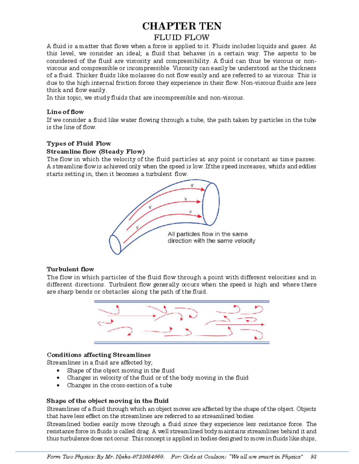 Fluid flow - Form 4 students - Form Two Physics: By Mr. Njeka ...