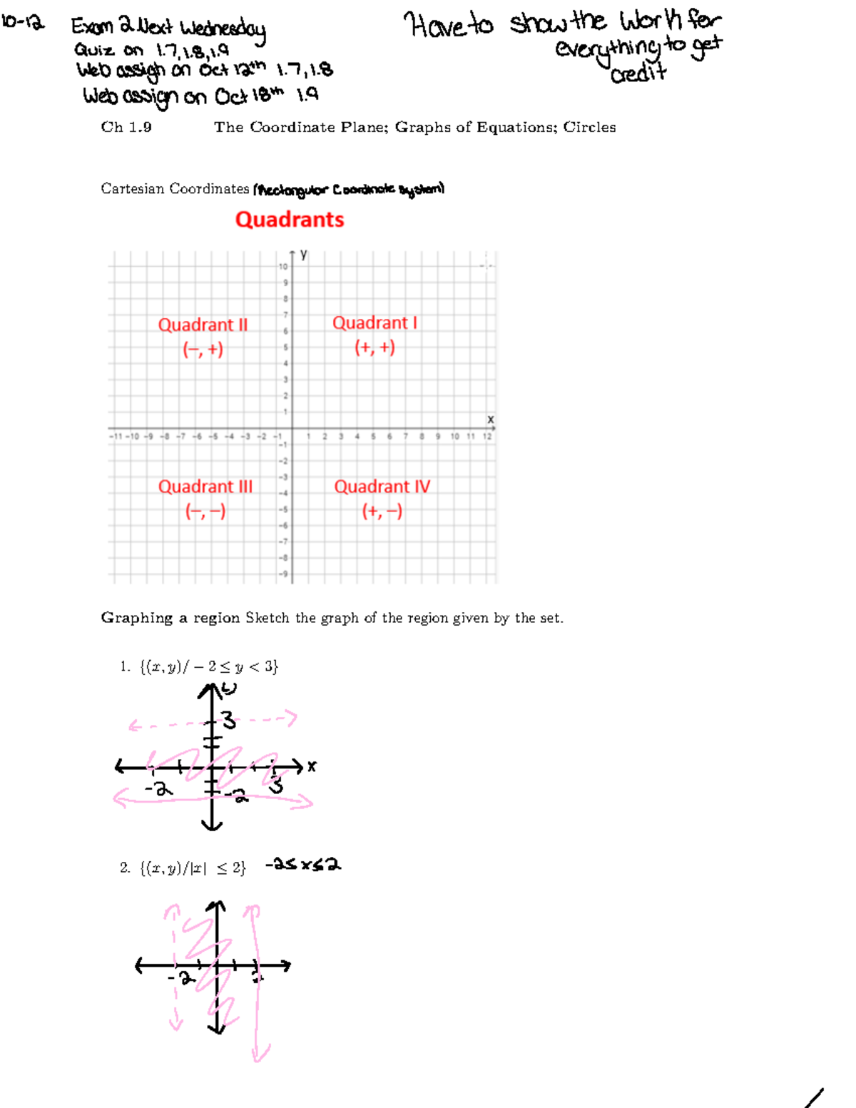 2022-10-12 Precalc Part 1 - Ch 1 The Coordinate Plane; Graphs of ...