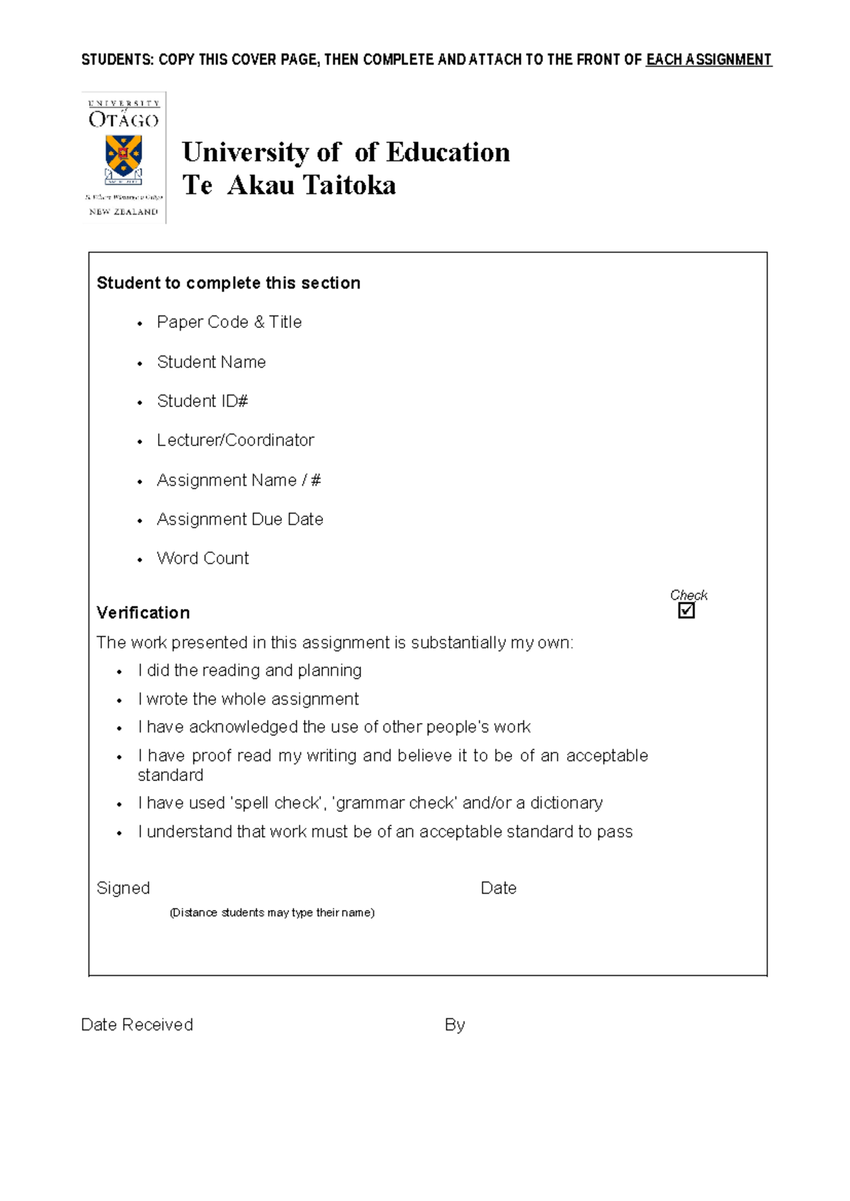 Assignment cover-page 2020 - STUDENTS: COPY THIS COVER PAGE, THEN ...