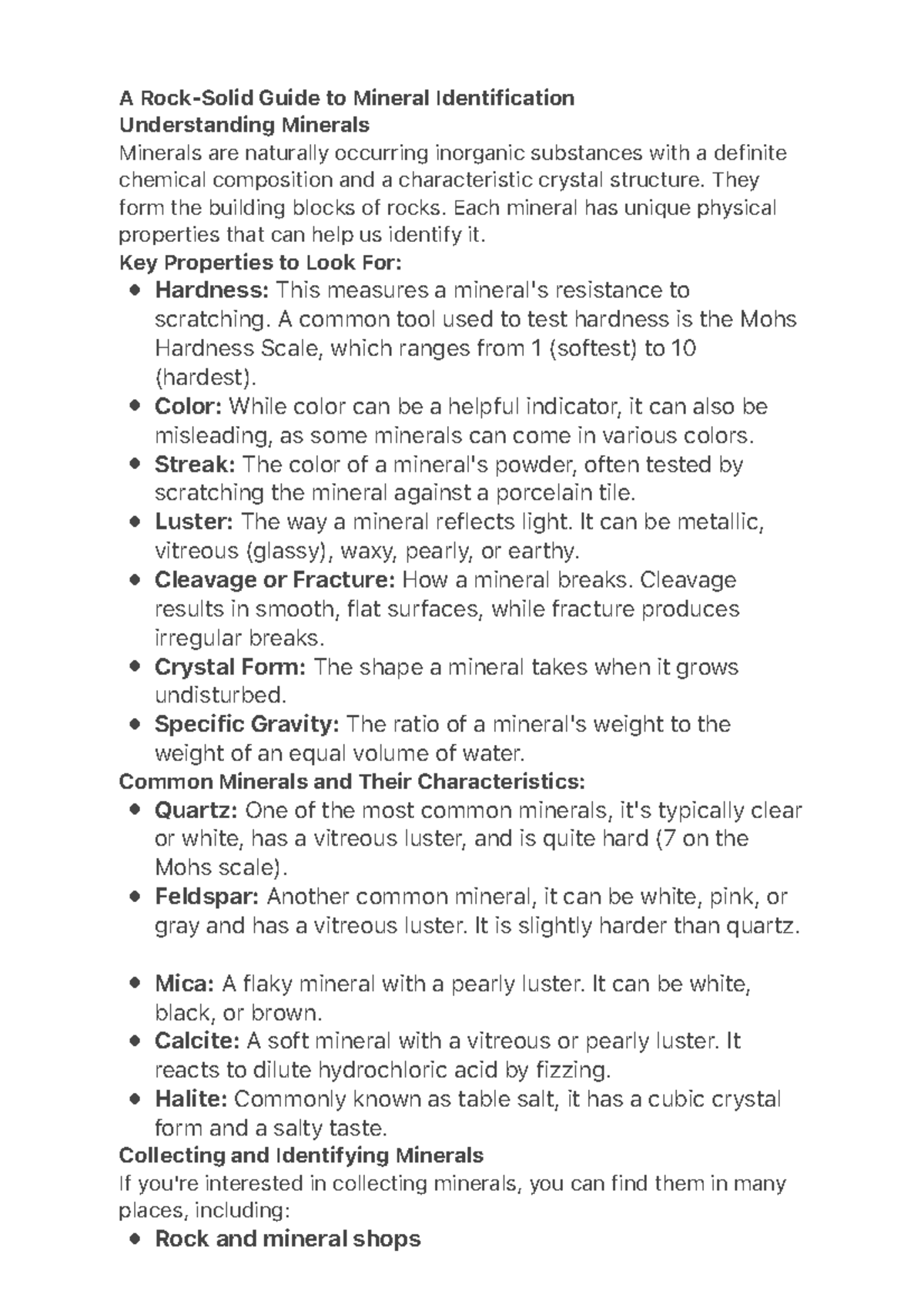 A Rock-Solid Guide to Mineral Identification - A Rock-Solid Guide to ...