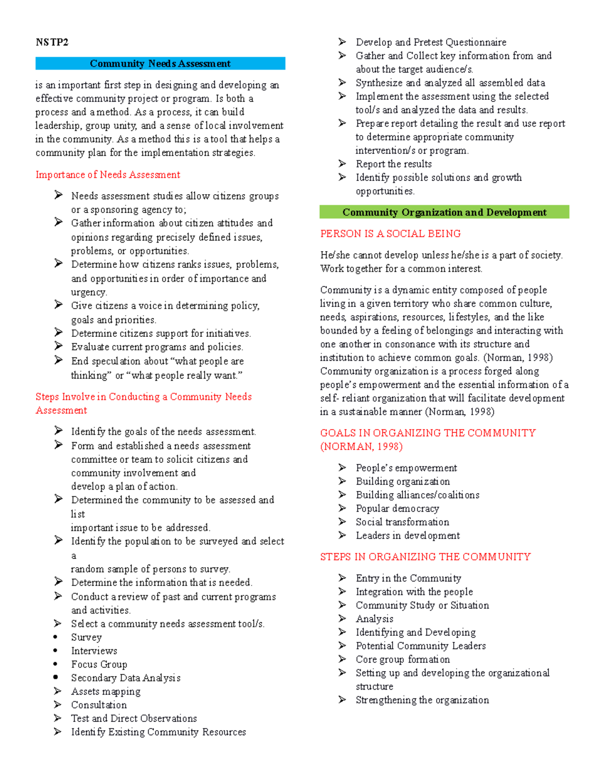 NSTP2- Reviewer - NSTP Community Needs Assessment is an important first ...