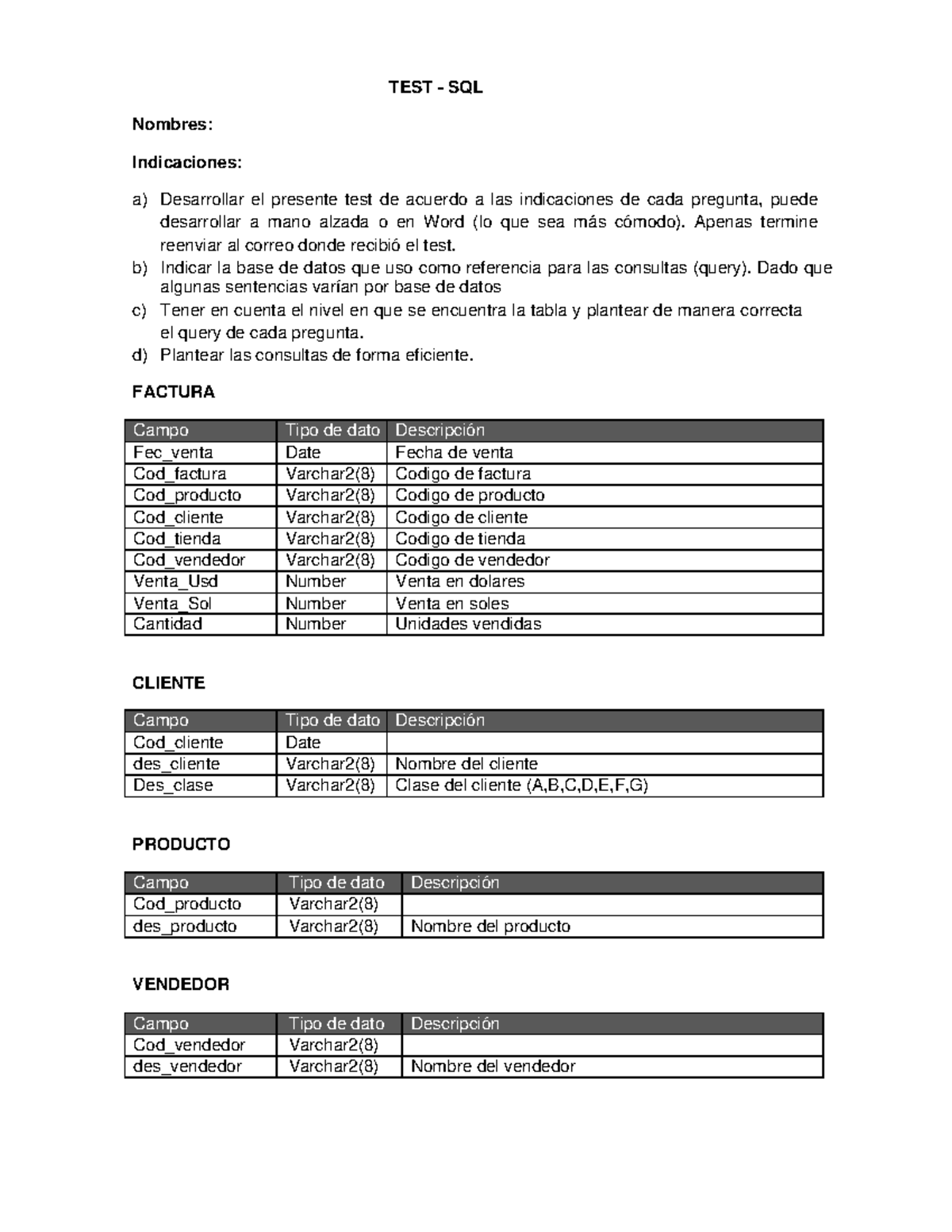 TEST SQL v3 - practica - TEST - SQL Nombres: Indicaciones: a ...