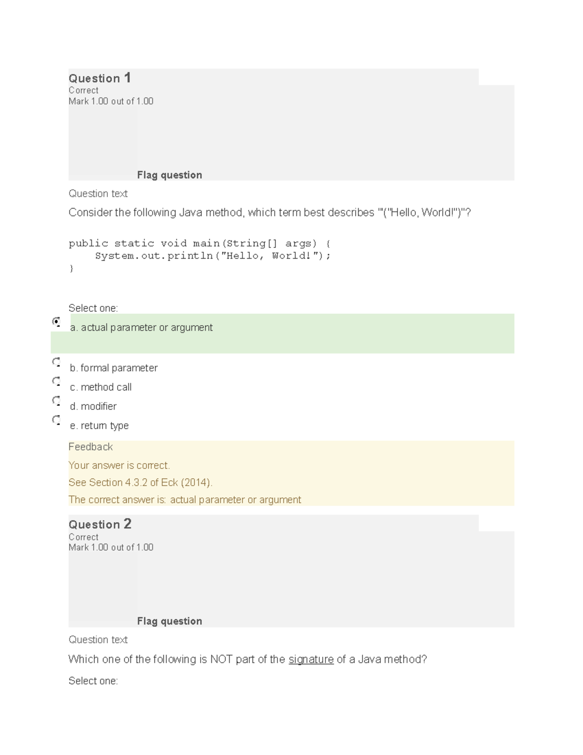 Self-Quiz Unit 3 - Unit 3 Self-Quiz - Question 1 Correct Mark 1 out of ...