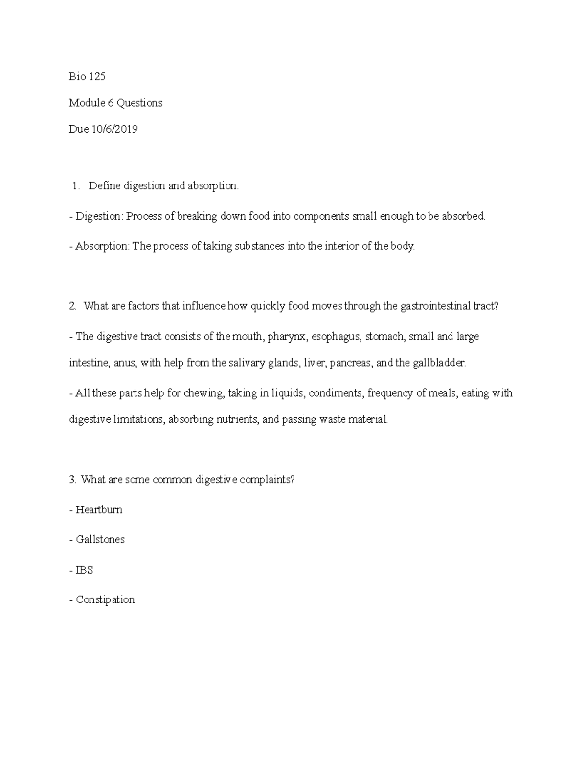 Bio 125 Module 6 Questions - Bio 125 Module 6 Questions Due 10/6 ...