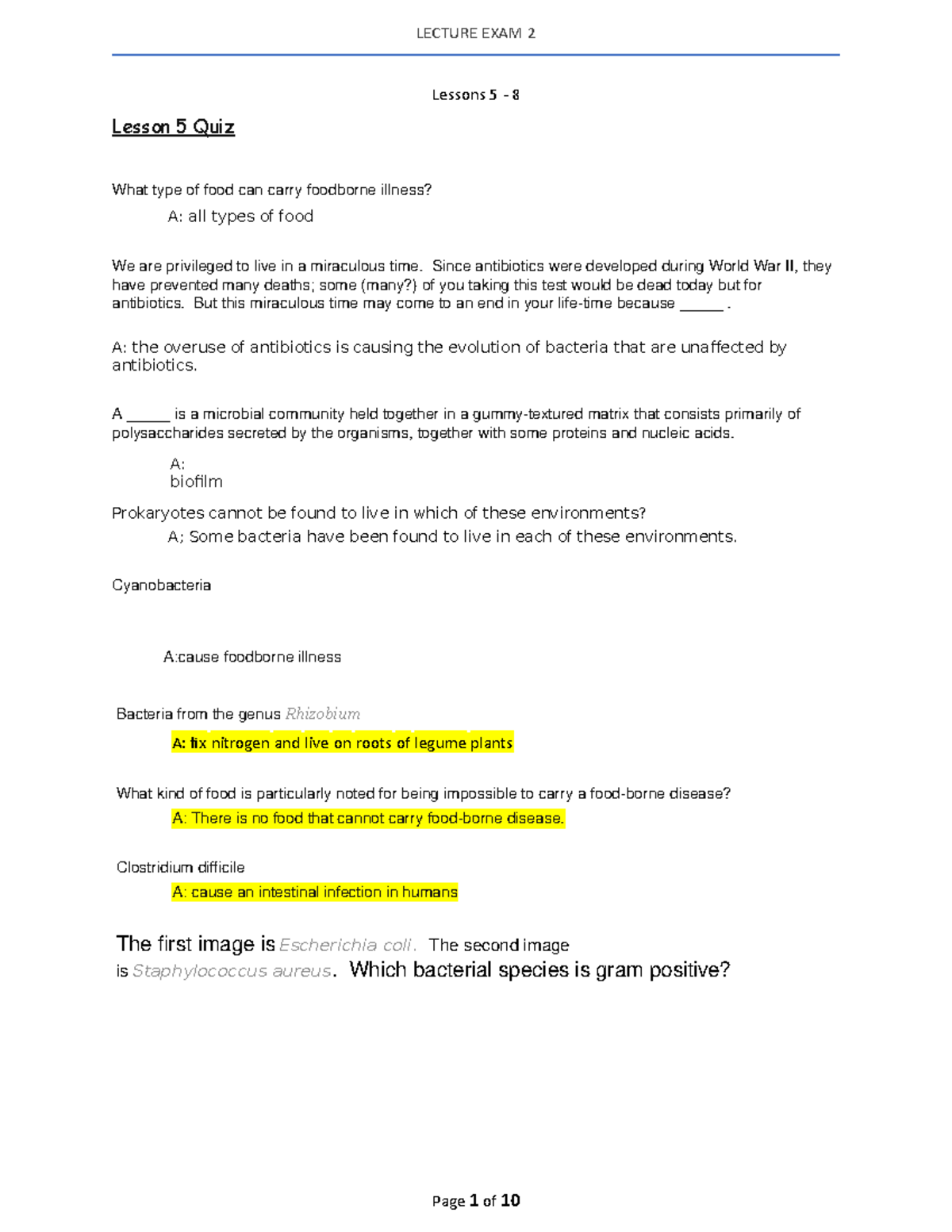 Lecture Exam 2 Chapter 5 - 8 - BIOX-1430 - TCCD - Studocu