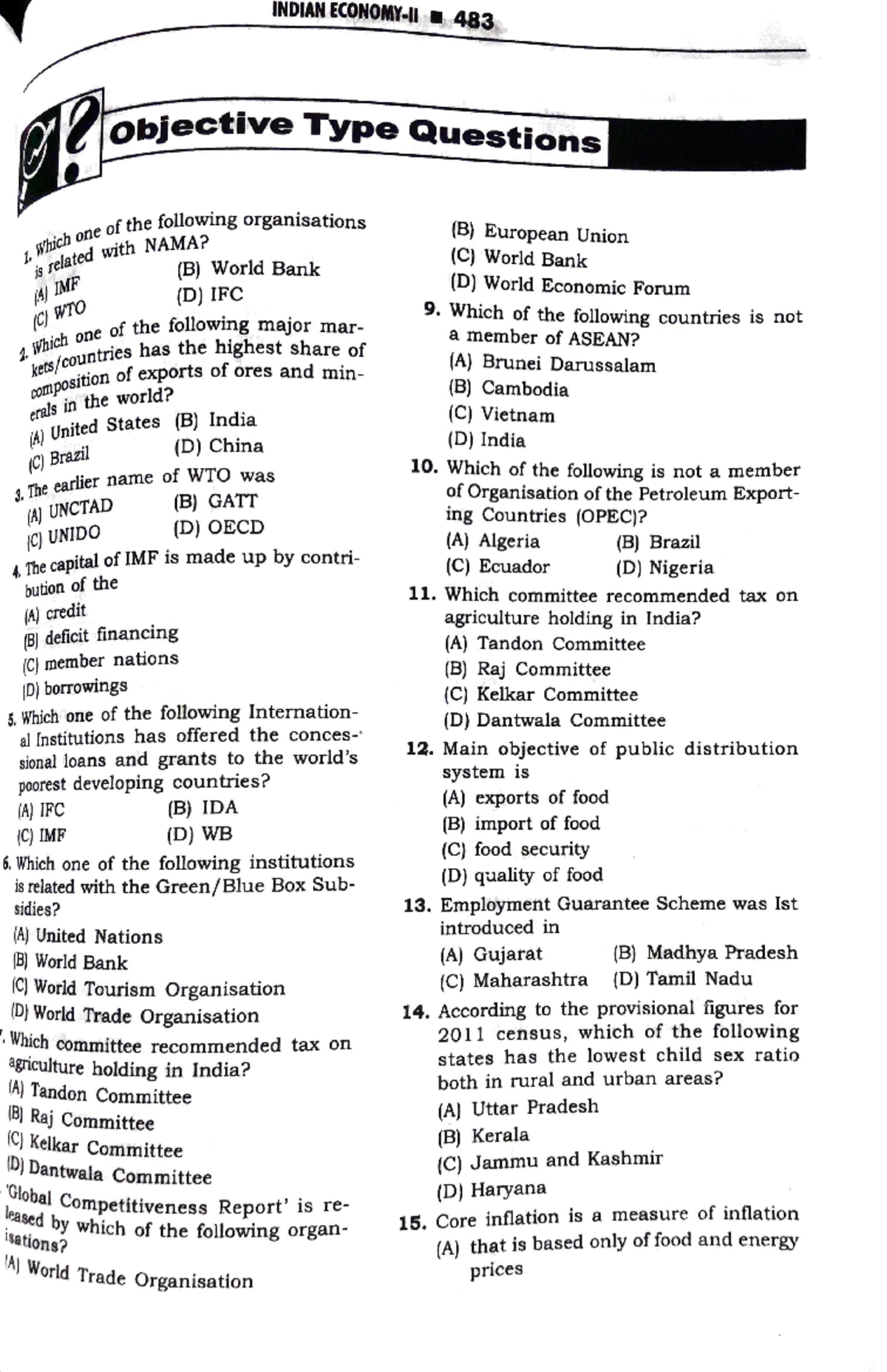 Indian economy - MCQ - Studocu
