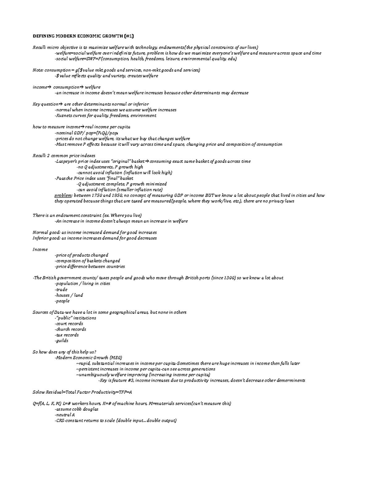 Topics pre midterm 231 - Lecture notes pre mid term - DEFINING MODERN ...