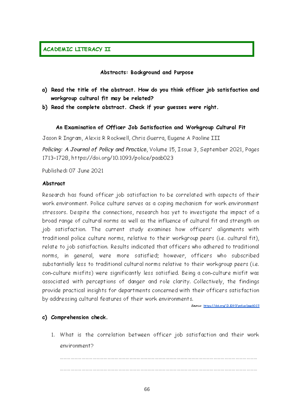 Academic Literacy 2 Module 2 - ACADEMIC LITERACY II Abstracts ...