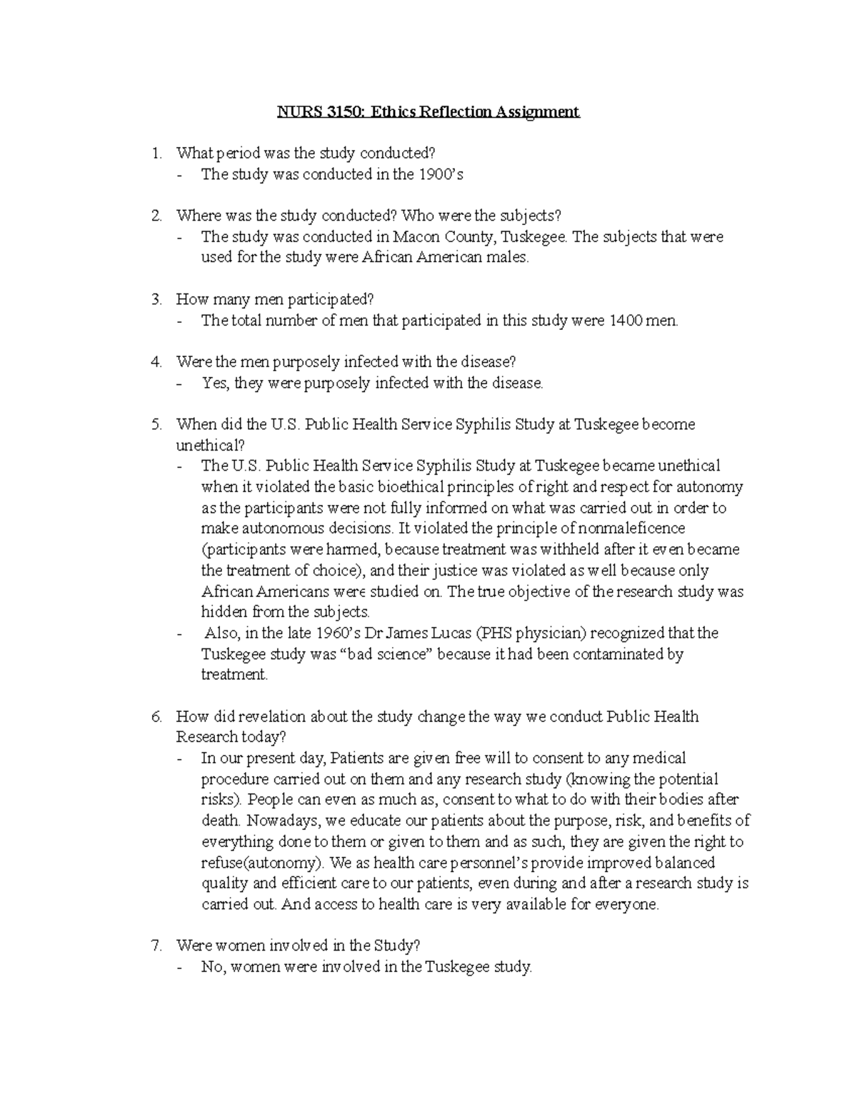 Ethics Reflection Assignment nurs 3150 - NURS 3150: Ethics Reflection ...