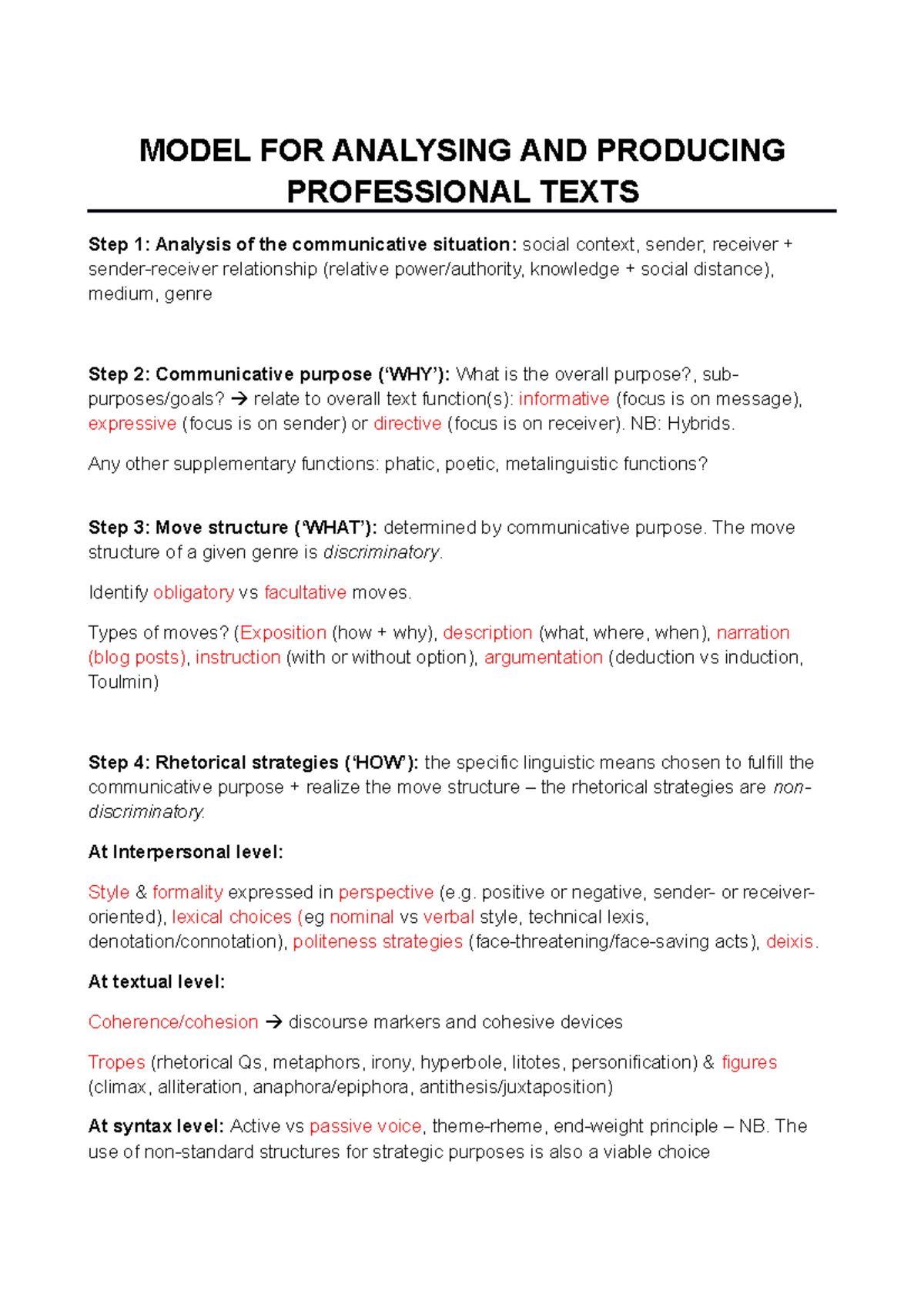 Model for analysis (Helder) - MODEL FOR ANALYSING AND PRODUCING ...