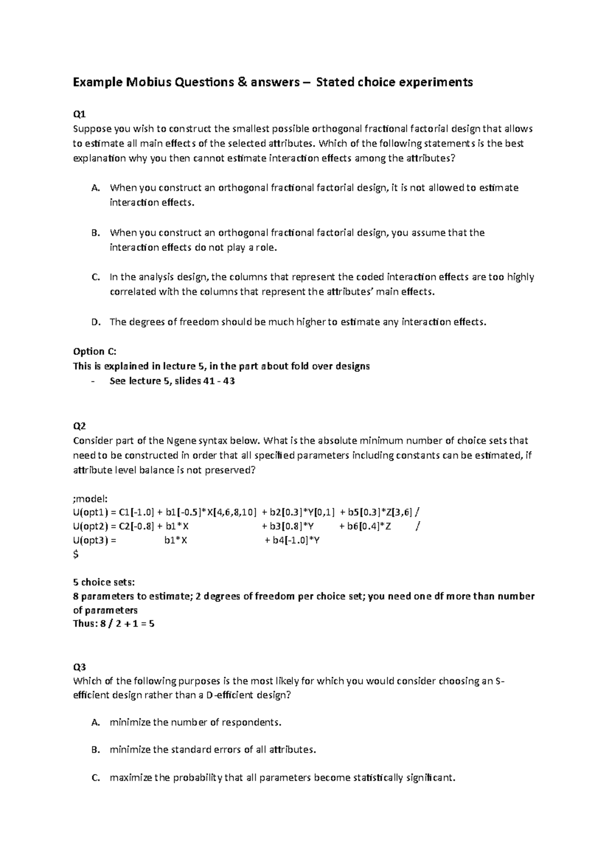 Example Mobius exam questions and answers - SC experiments - Example ...