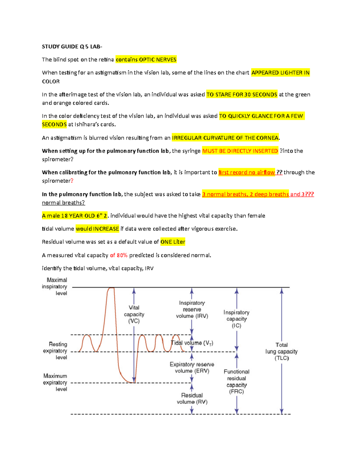 Study guide lab - STUDY GUIDE Q 5 LAB- The blind spot on the retina ...
