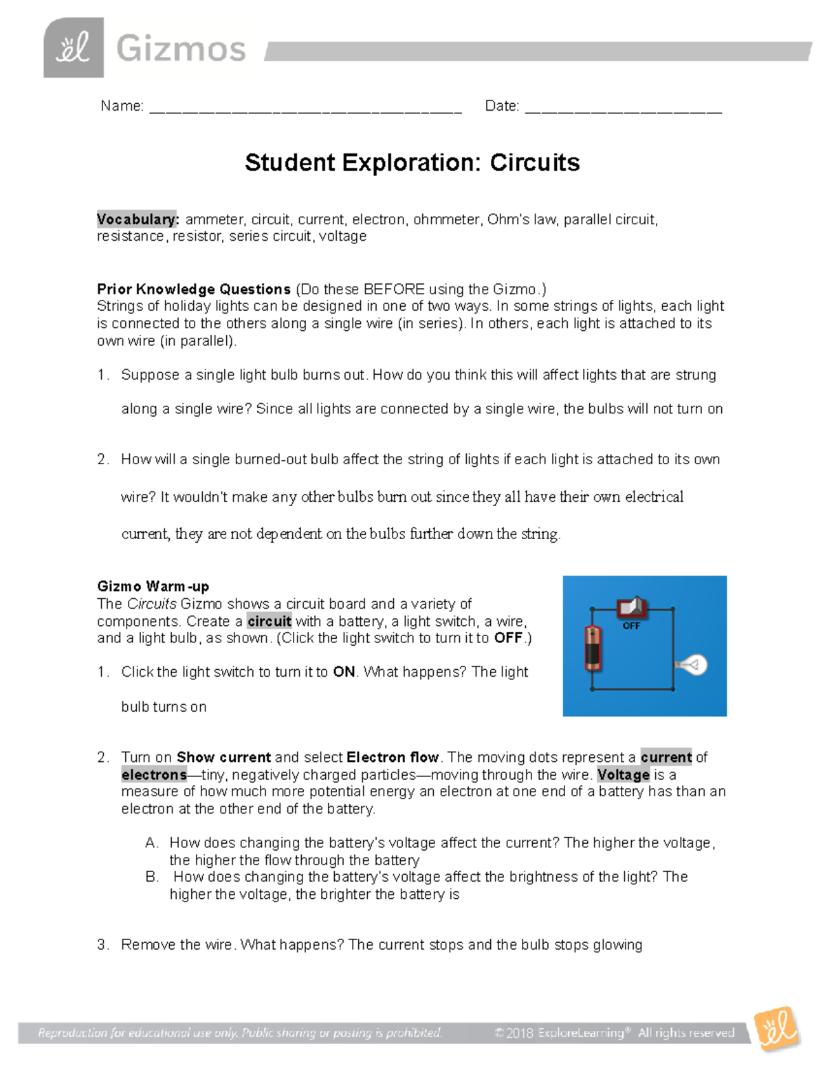 Circuits SE - Name: ______________________________________ Date