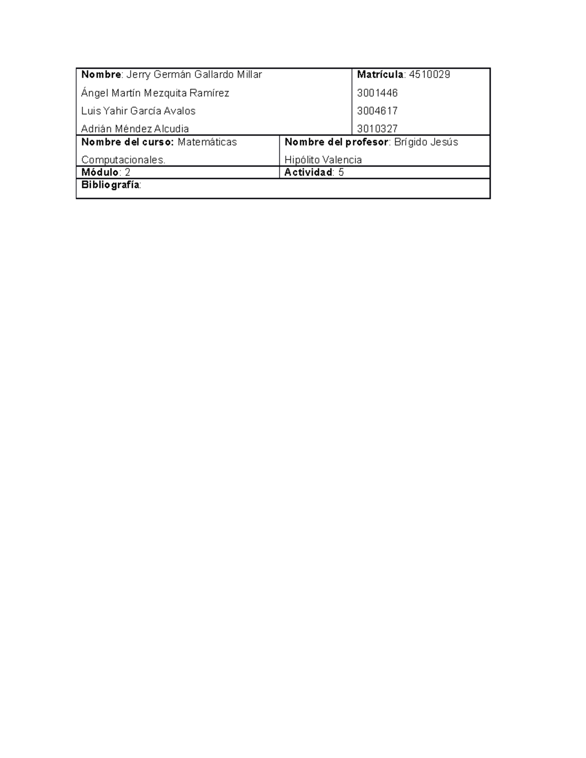 Act 5 - Matematicas computacionales - Nombre : Jerry Germán Gallardo ...