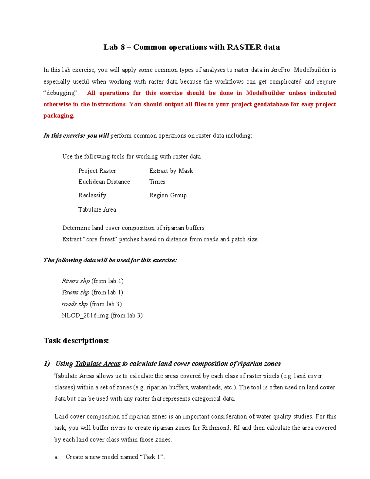 Lab 8 - Common operations with Raster data - Lab 8 – Common operations ...