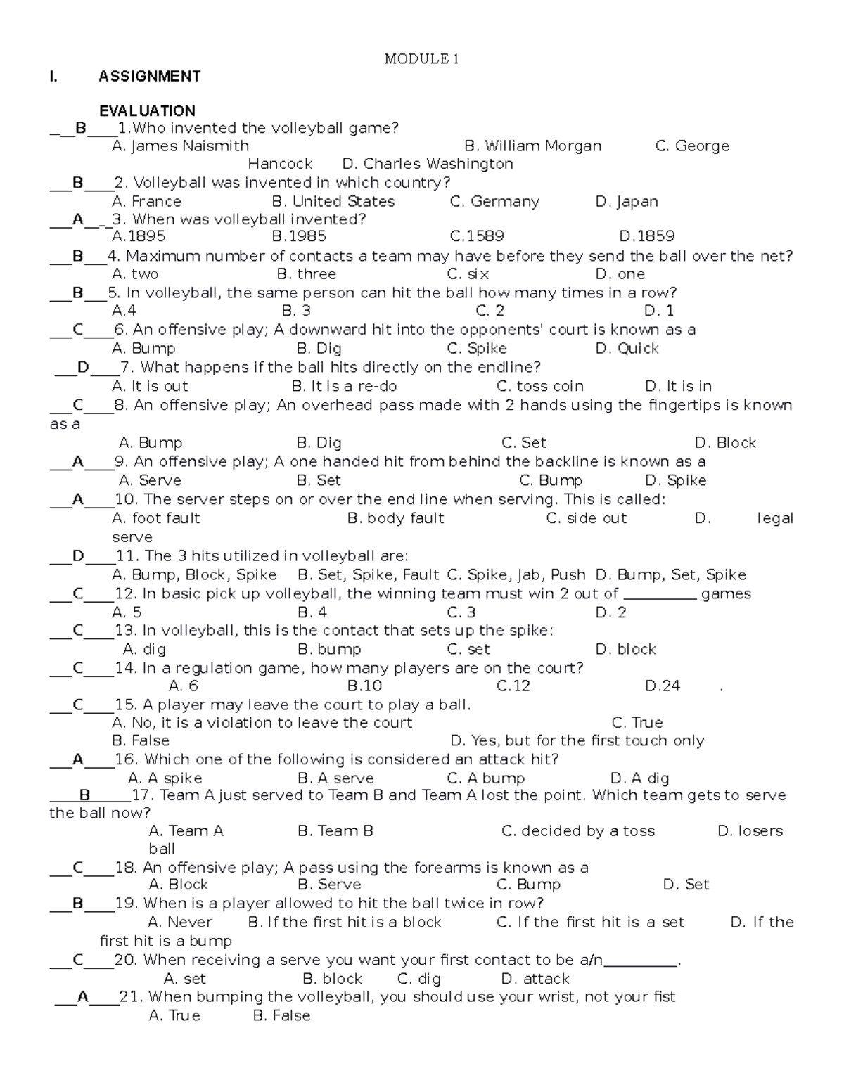 Pathf 4 Module 1 Assignment Multiple Choice - MODULE 1 I. ASSIGNMENT ...
