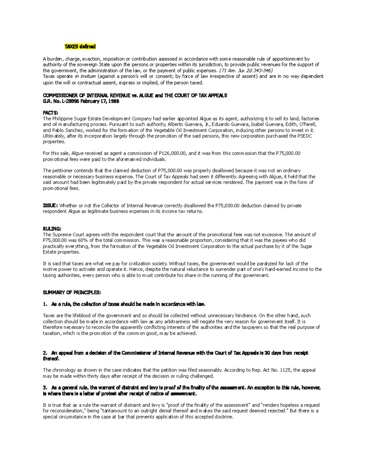 Tax-9 - tac - TAXES defined A burden, charge, exaction, imposition or ...