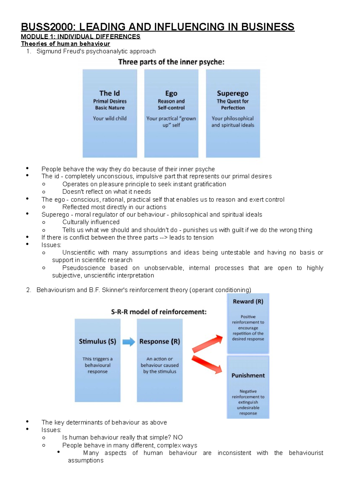 BUSS2000 notes - BUSS2000: LEADING AND INFLUENCING IN BUSINESS MODULE 1 ...