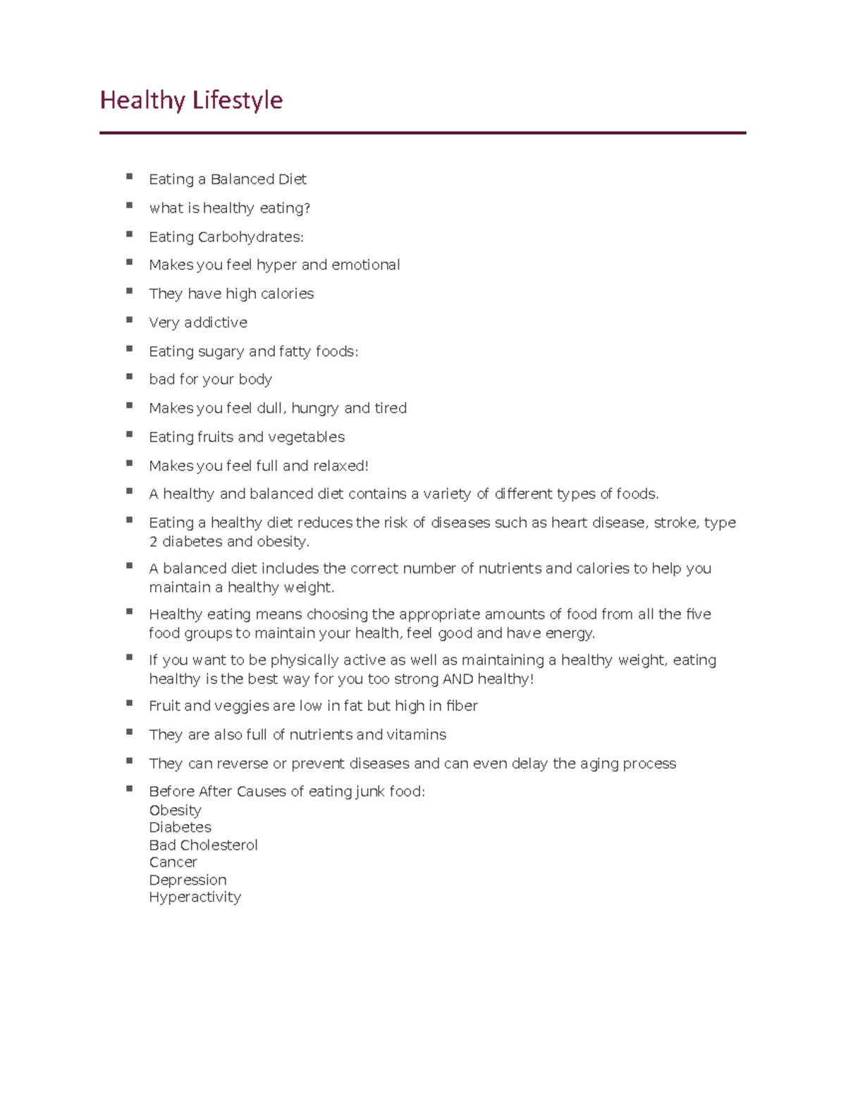 Healthy Lifestyle 3 - Lecture notes 3 - Healthy Lifestyle Eating a ...