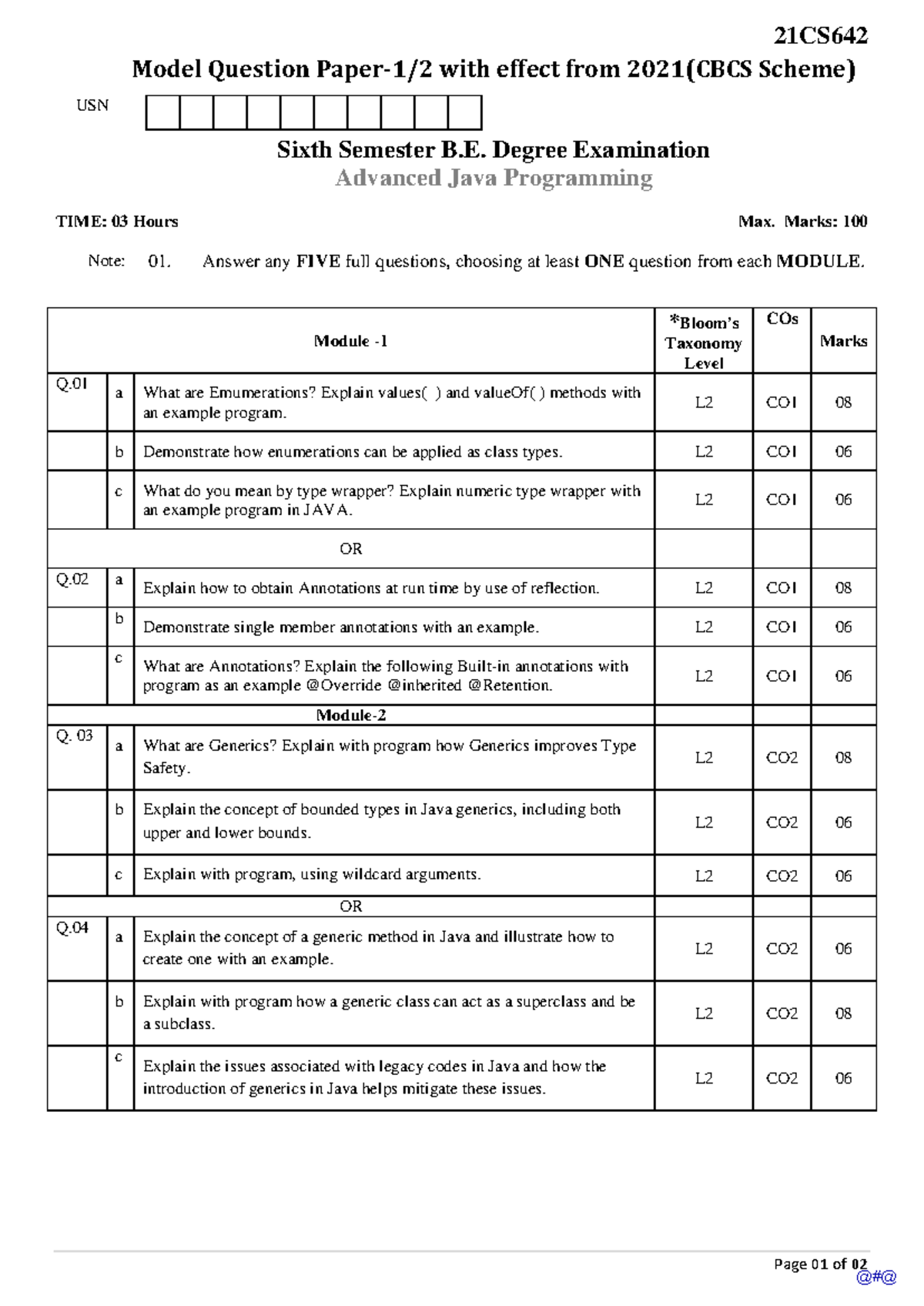 21CS642 - Model Question Paper - 21CS Page 01 of 02 Model Question ...