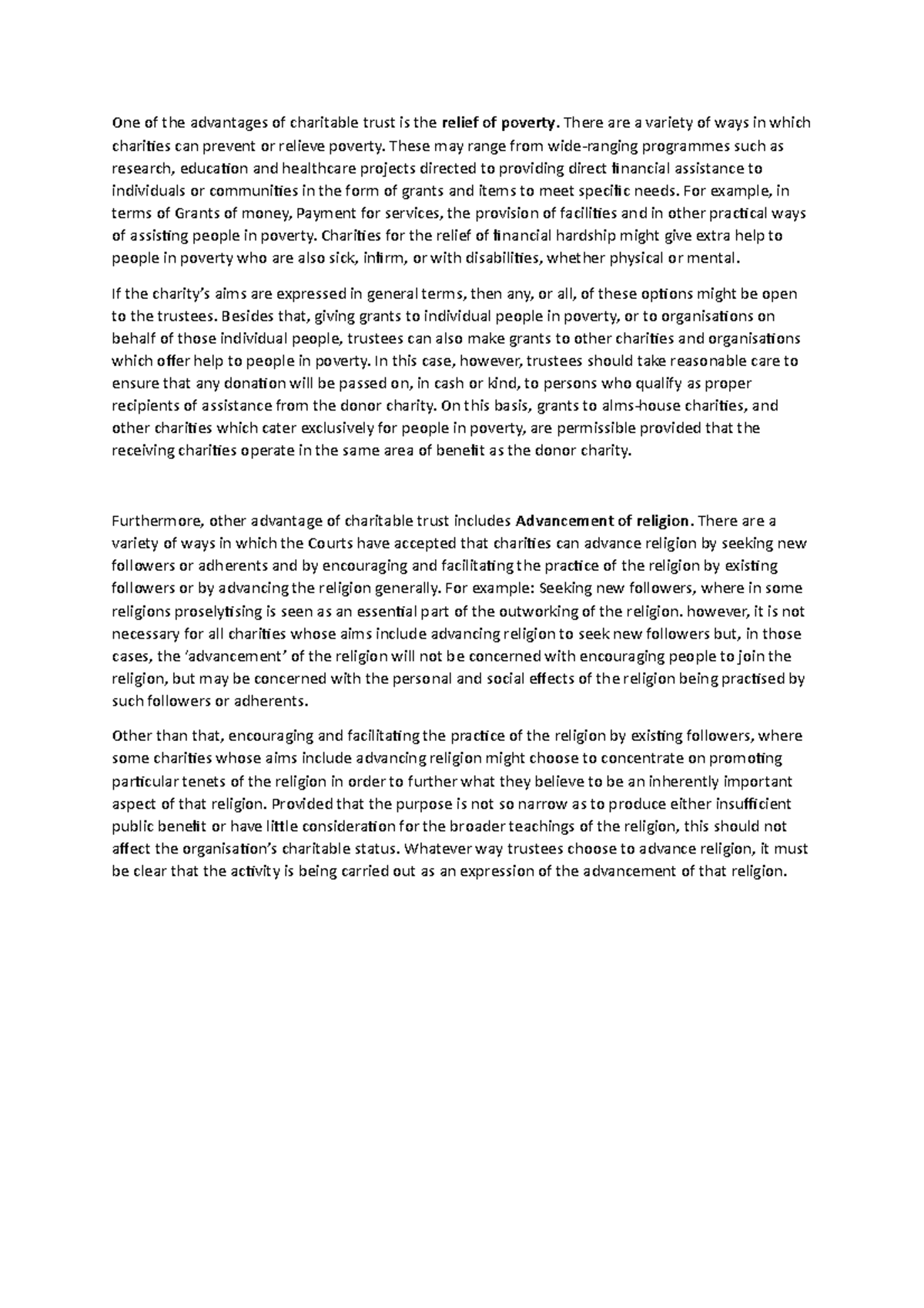 Script for equity project - One of the advantages of charitable trust ...