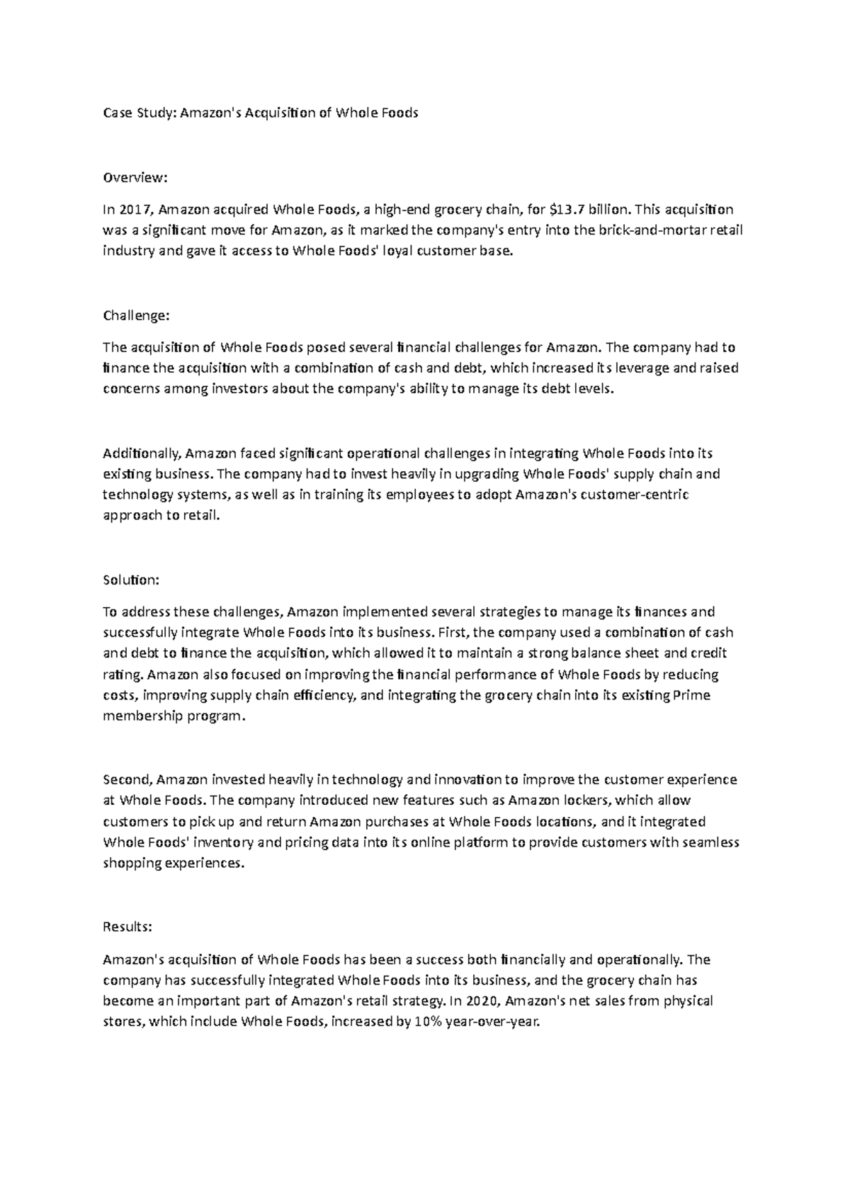 Amazon Marketing Case study with Answer - Case Study: Amazon's ...