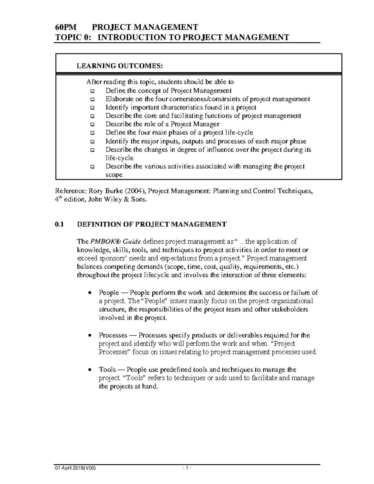 00 Introduction to Project Management - 60 PM PROJECT MANAGEMENT TOPIC ...