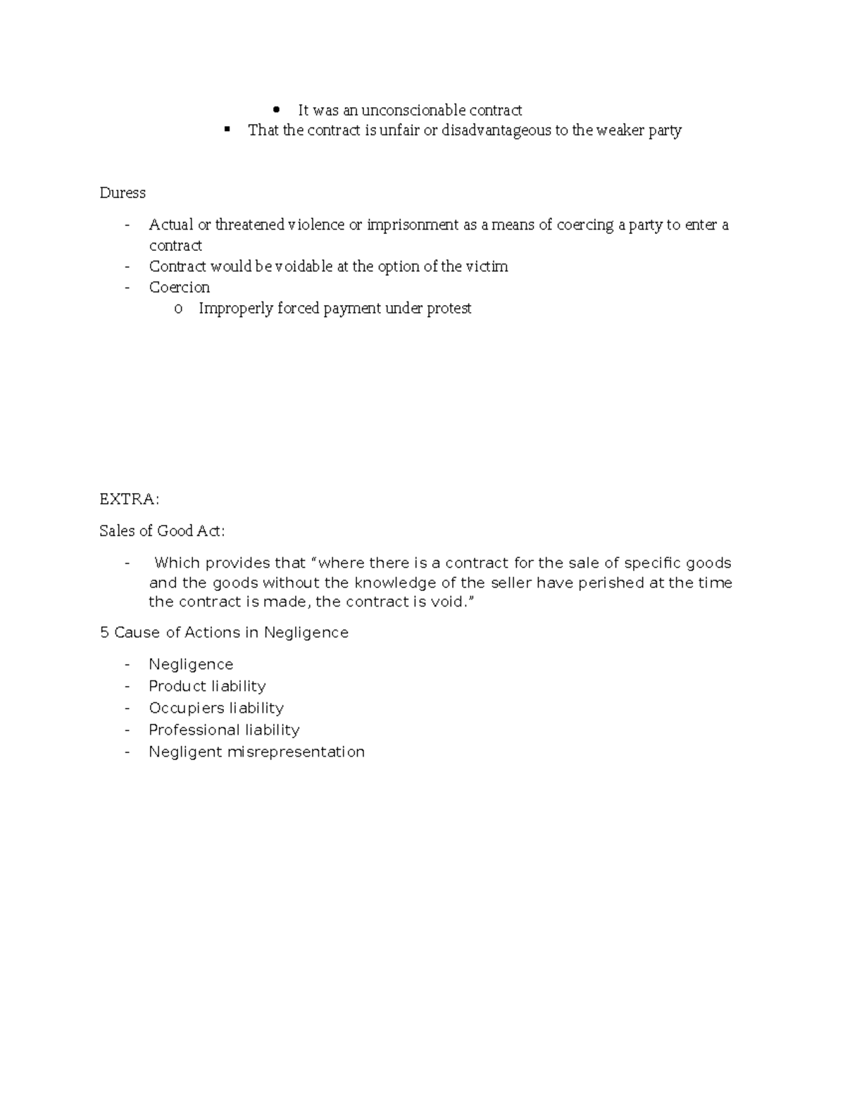 Midterm notes-6 - It was an unconscionable contract That the contract ...