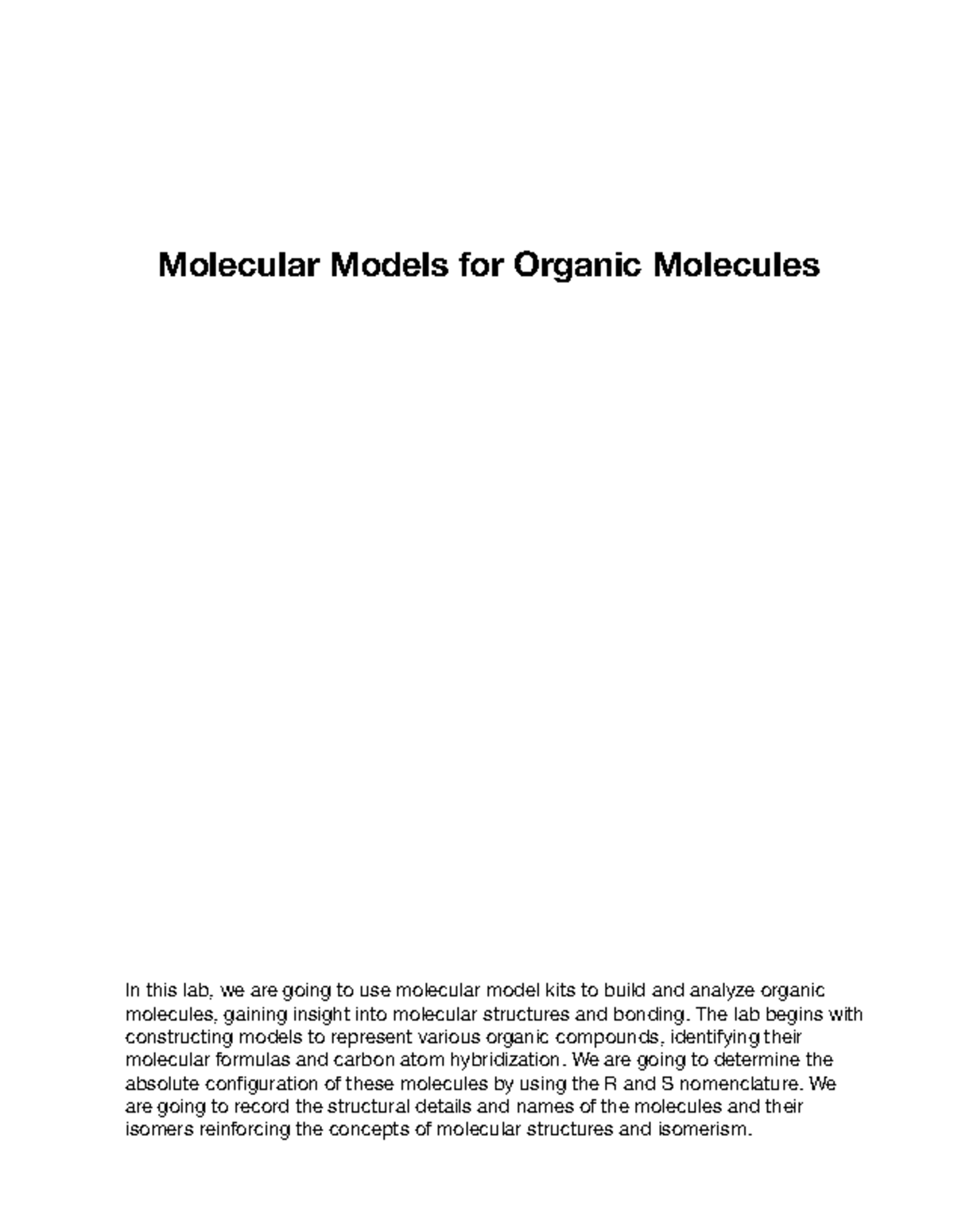 Exp+2+Chem+202 Molecular+Models+for+Organic+Molecules Fa23 - Molecular ...
