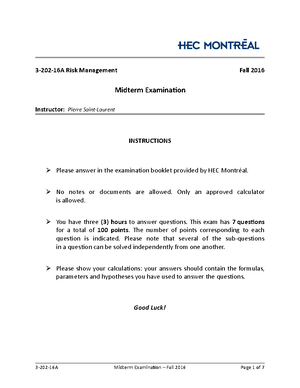 Chapter 12 Value at Risk and Expected Shortfall - Chapter 12 Value at ...